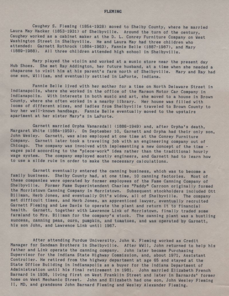 Shelby County Indiana History & Genealogy, Family Files - Eck family